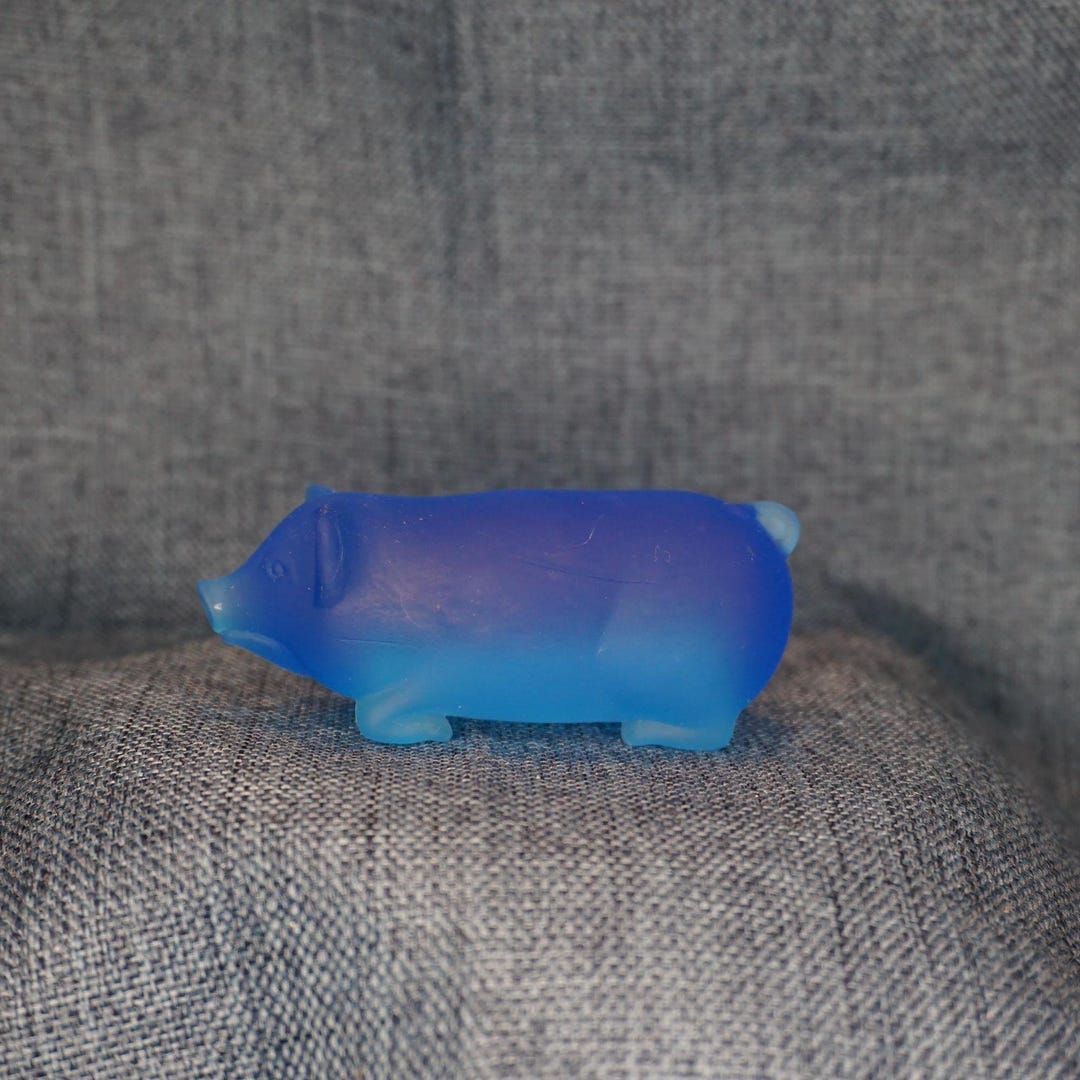 Vintage Westmoreland Glass Pig Figurine. Frosty Blue Glass Recumbent ...
