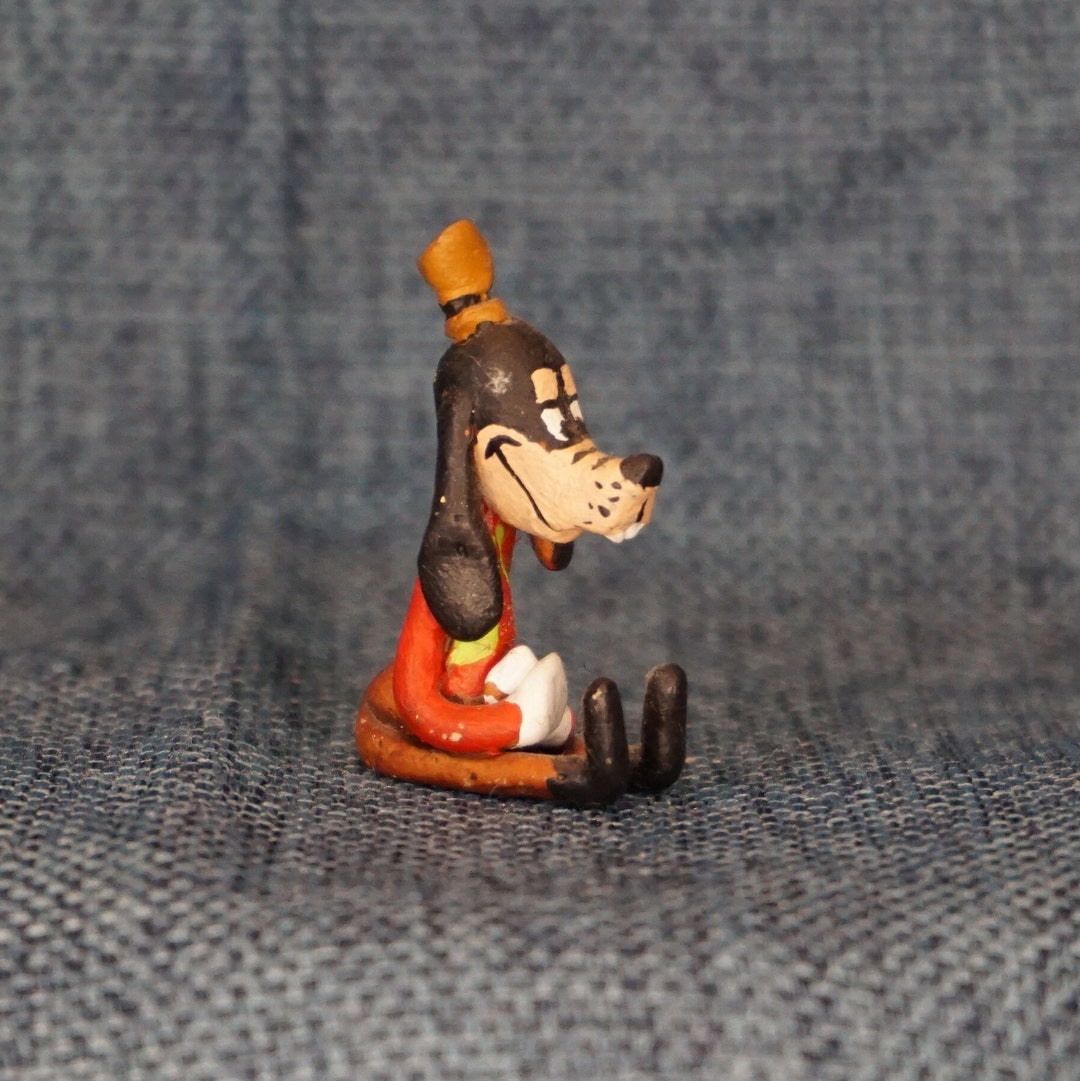 Miniature Disney Goofy Figurine. Vintage Handmade Cartoon Black Hound ...