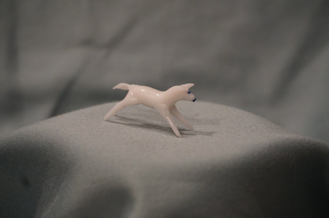 Miniature Glass Running White Fox Figurine. Tiny Delicate Arctic Fox ...