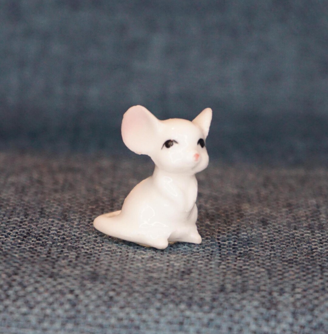 Vintage Bone China White Mouse Figurine. Bug House Miniature Porcelain ...
