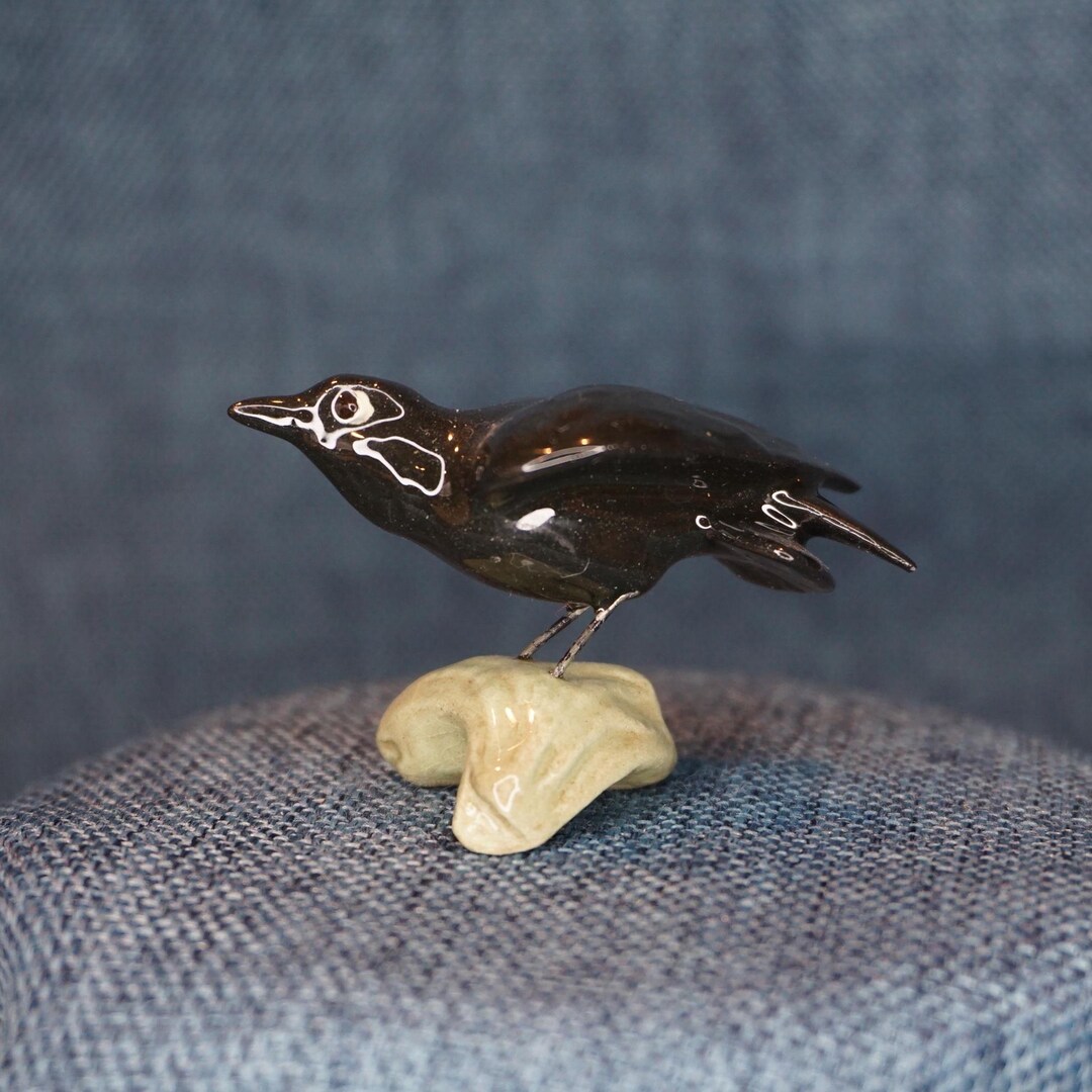 Miniature Ceramic Crow Figurine. Hagen Renaker Crow Black Bird ...