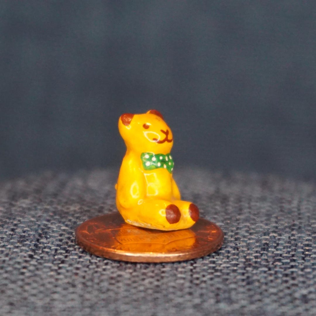 Miniature Yellow Teddy Bear: Dollhouse Plaster Figurine (0.5 Inch) - Etsy