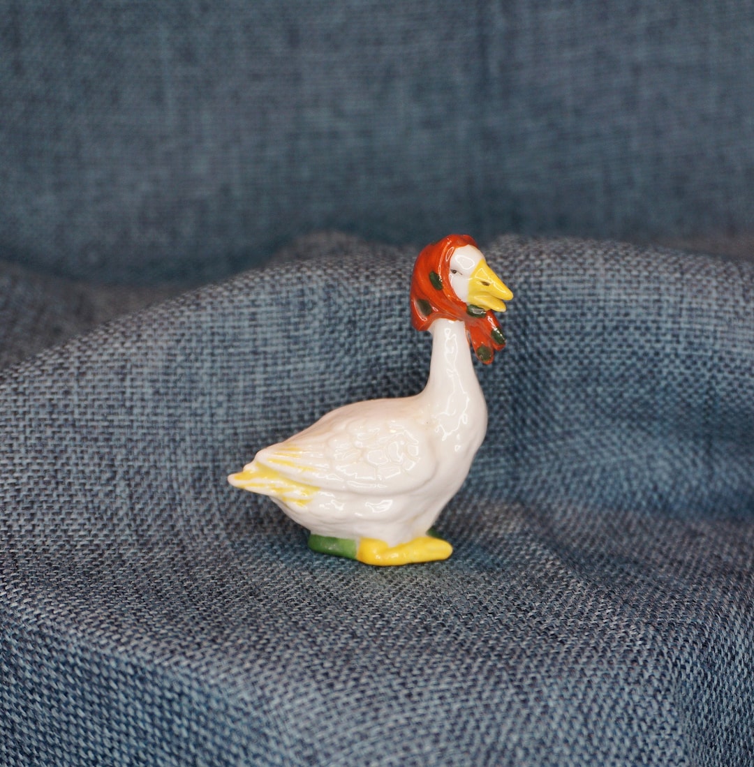 Miniature Goose Figurine. Antique Porcelain White Mother Goose ...