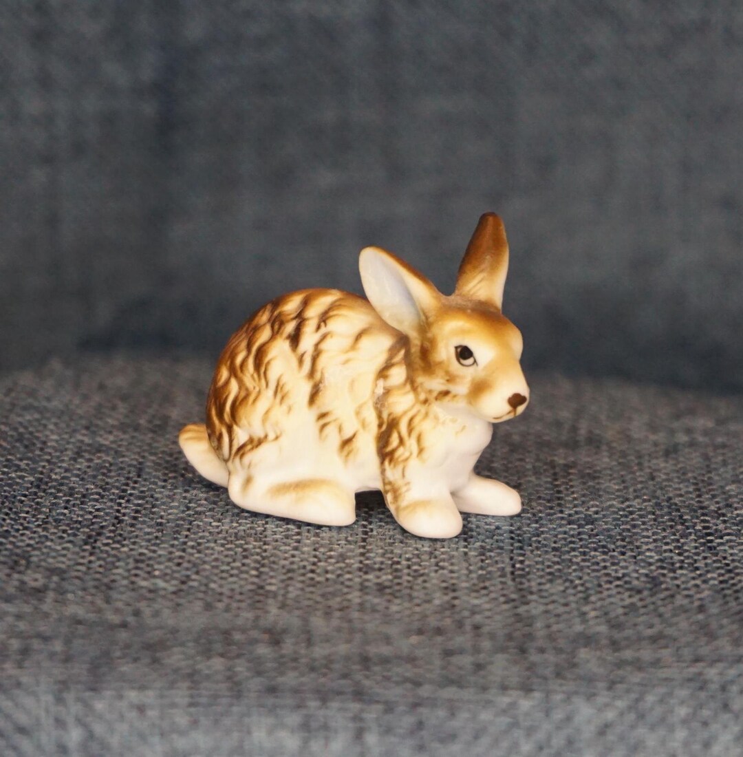 Miniature Bone China Rabbit Figurine. Hand Painted Porcelain Wild Hare ...