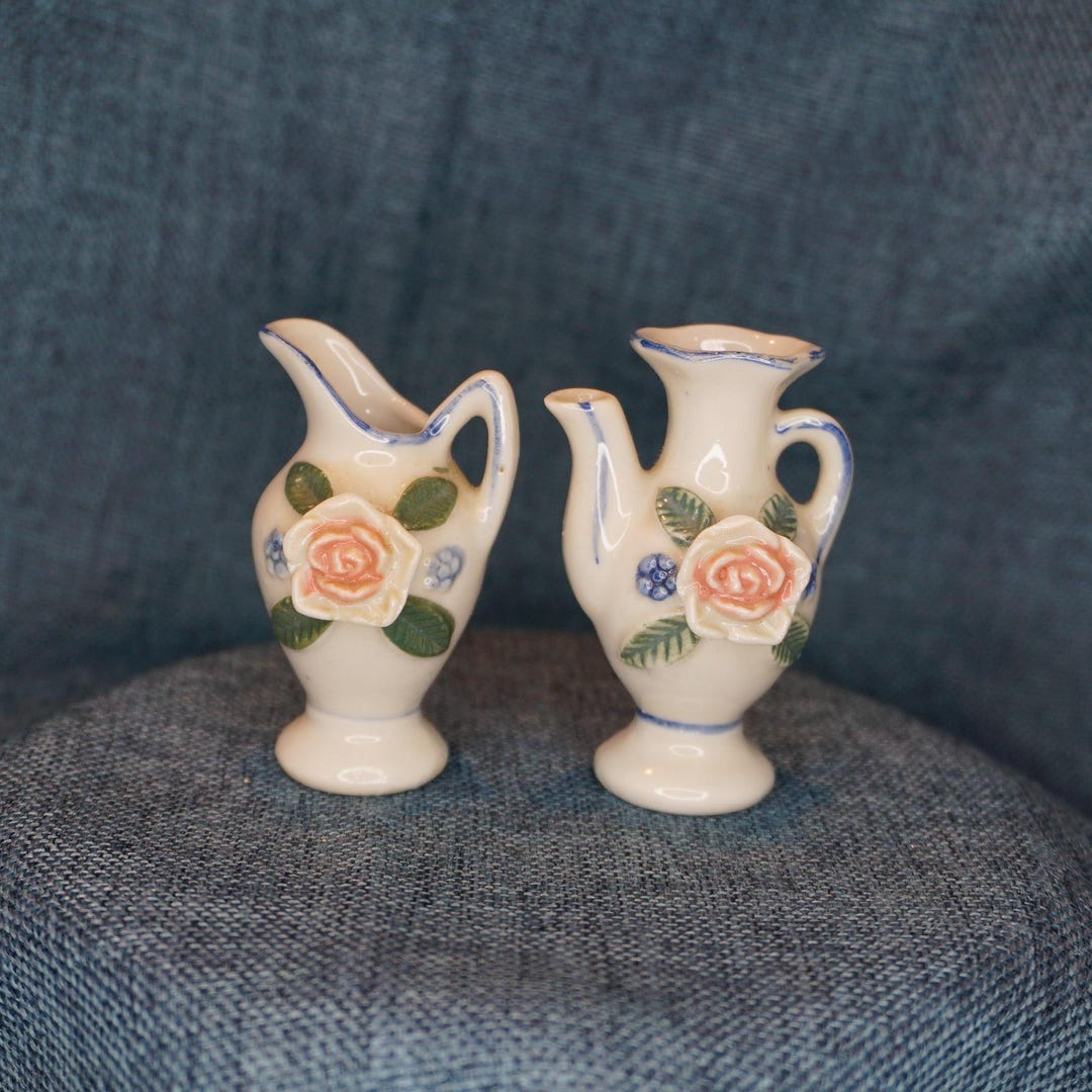 Miniature Doll Pitcher Set. Vintage JAPAN Porcelain Pink Rose Tiny ...