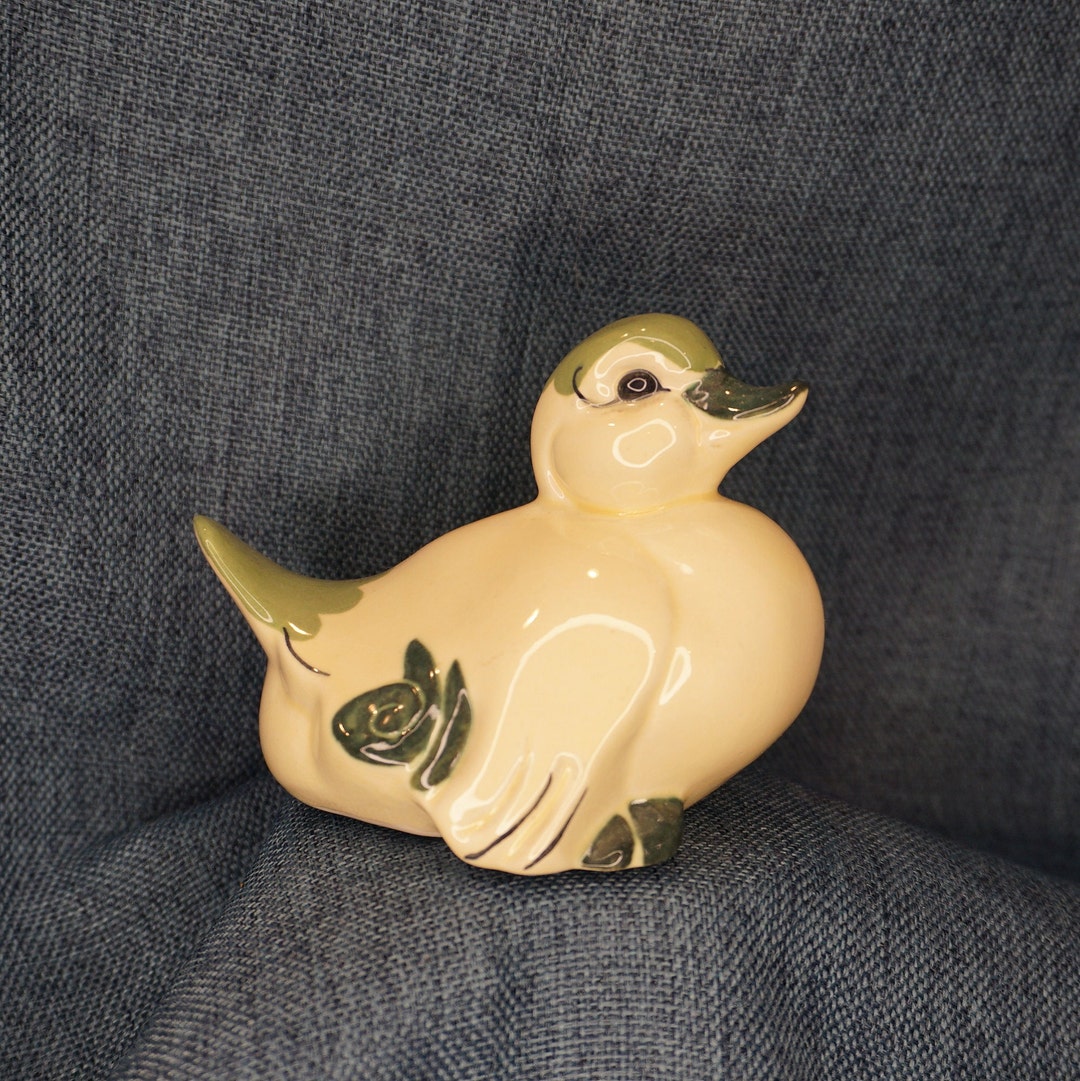 Kay Finch Peep Duck Figurine. Vintage Mid Century Green and White Baby ...
