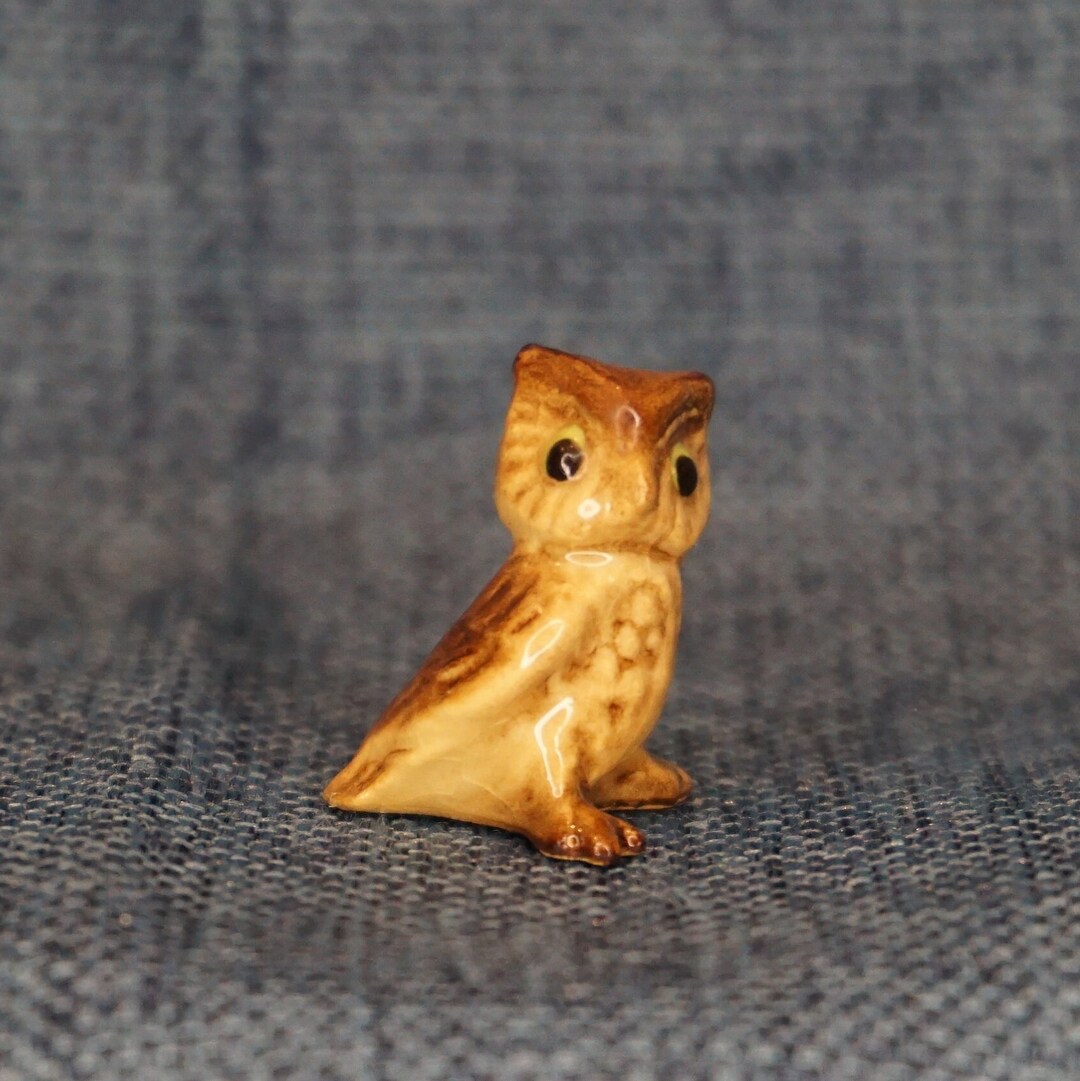 Miniature Owl Figurine. Hagen Renaker Baby Great Horned Owl. Fairy ...