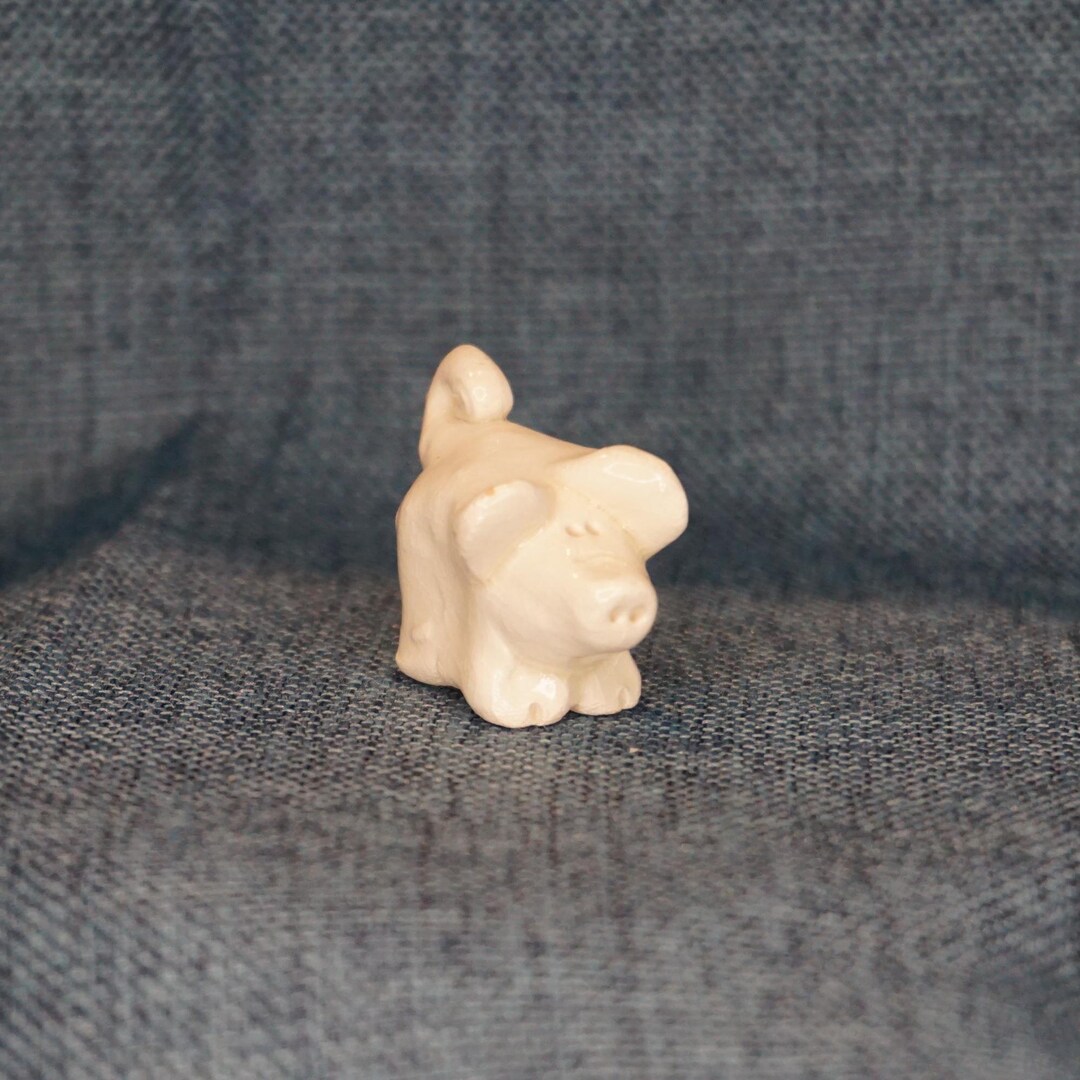 Vintage Chubby Pig Figurine. Miniature White Piglet Art Pottery Hog ...
