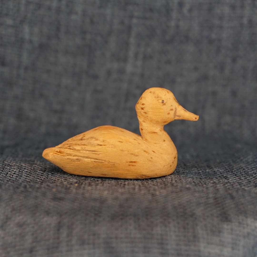 Vintage Duck Carving. Miniature Soft Wood Carved Waterfowl Duck. Rustic ...