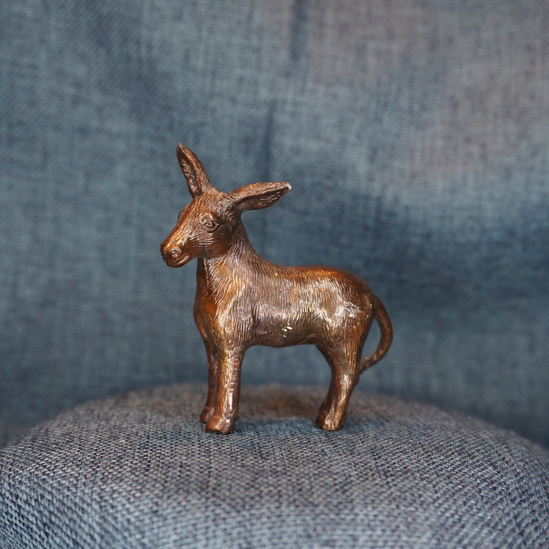 Miniature Metal Donkey Figurine. Vintage Copper Patina Burro - Etsy