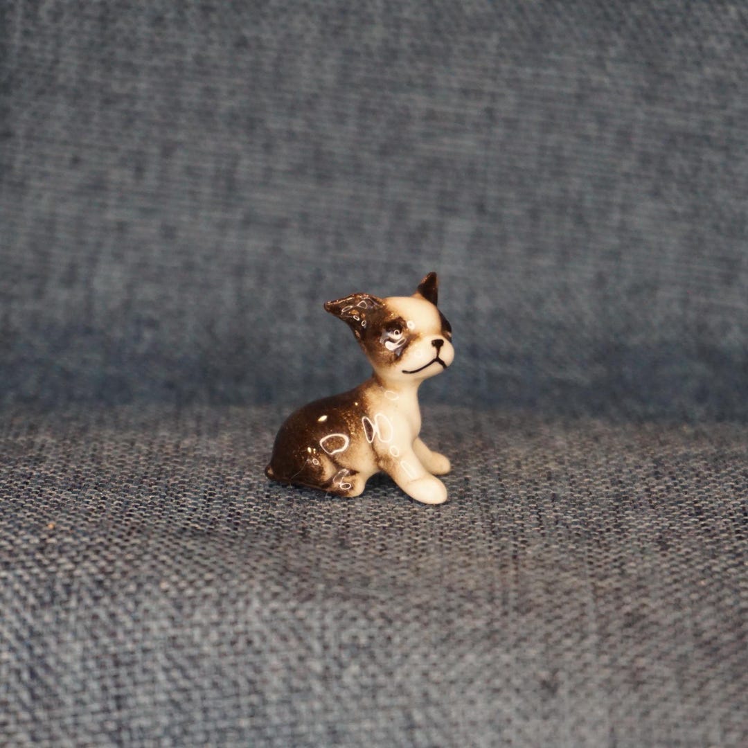Miniature Ceramic Boston Terrier Puppy Figurine. Hagen Renaker Boston ...