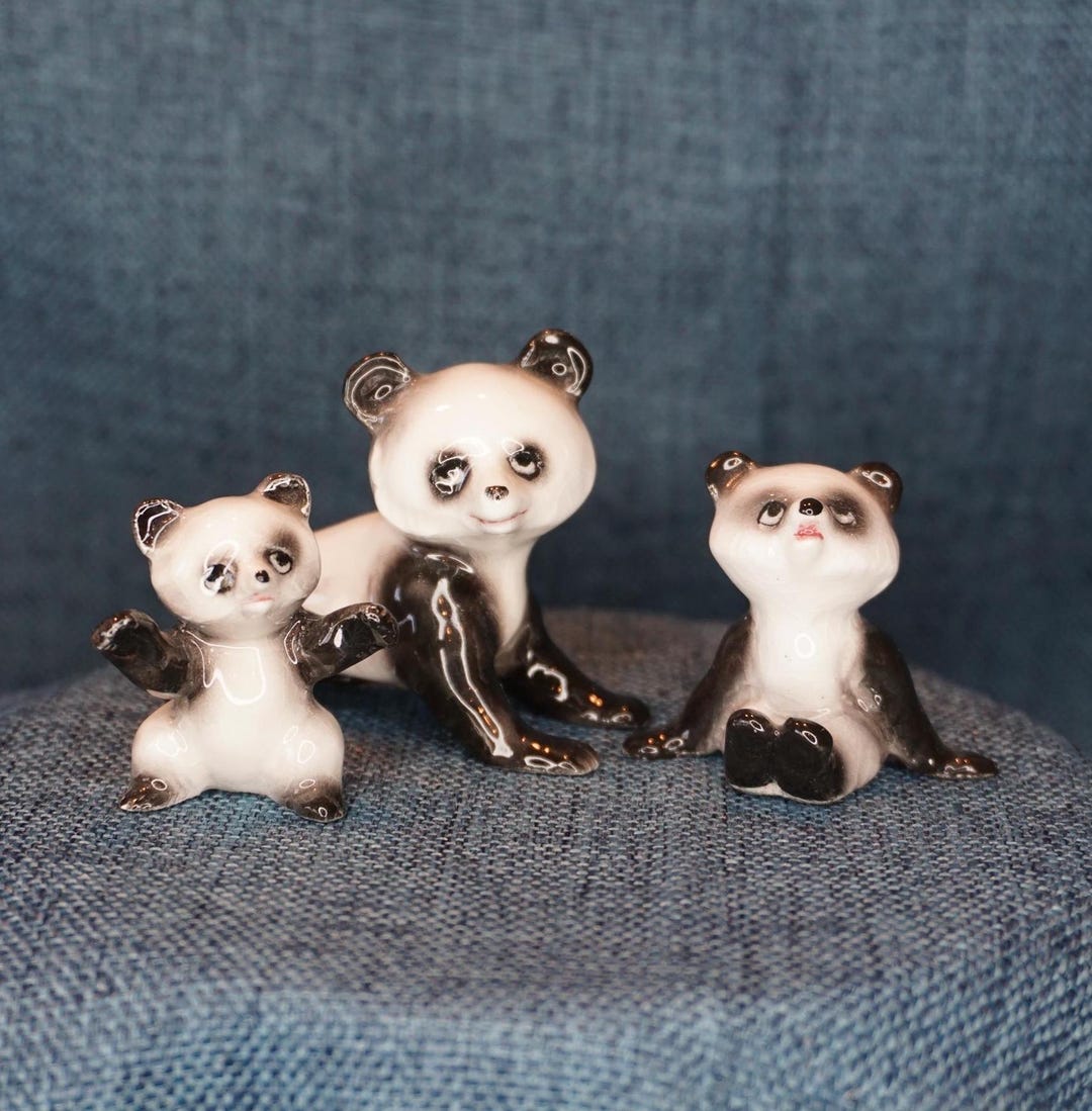 Miniature Panda Bear Family Figurine Set. Doll Zoo Diorama, Fairy ...