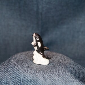 Miniature Porcelain Killer Whale Figurine. Tiny Leaping Orca Marine ...