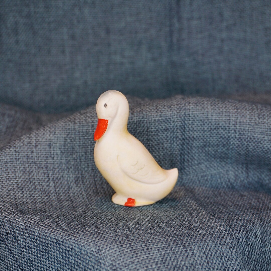 Miniature Duck Figurine. Antique Germany Porcelain White Peking Duck ...