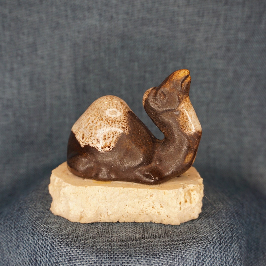 Signed Daga Camel Pottery Figurine: Vintage Stoneware Animal Statue - Etsy