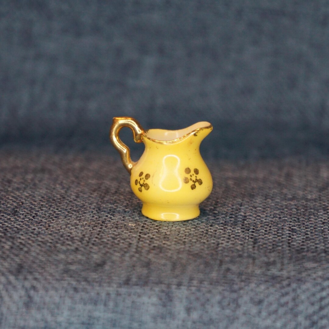 Miniature Floral Pitcher. Made in Japan Porcelain Yellow and Gold Tiny ...