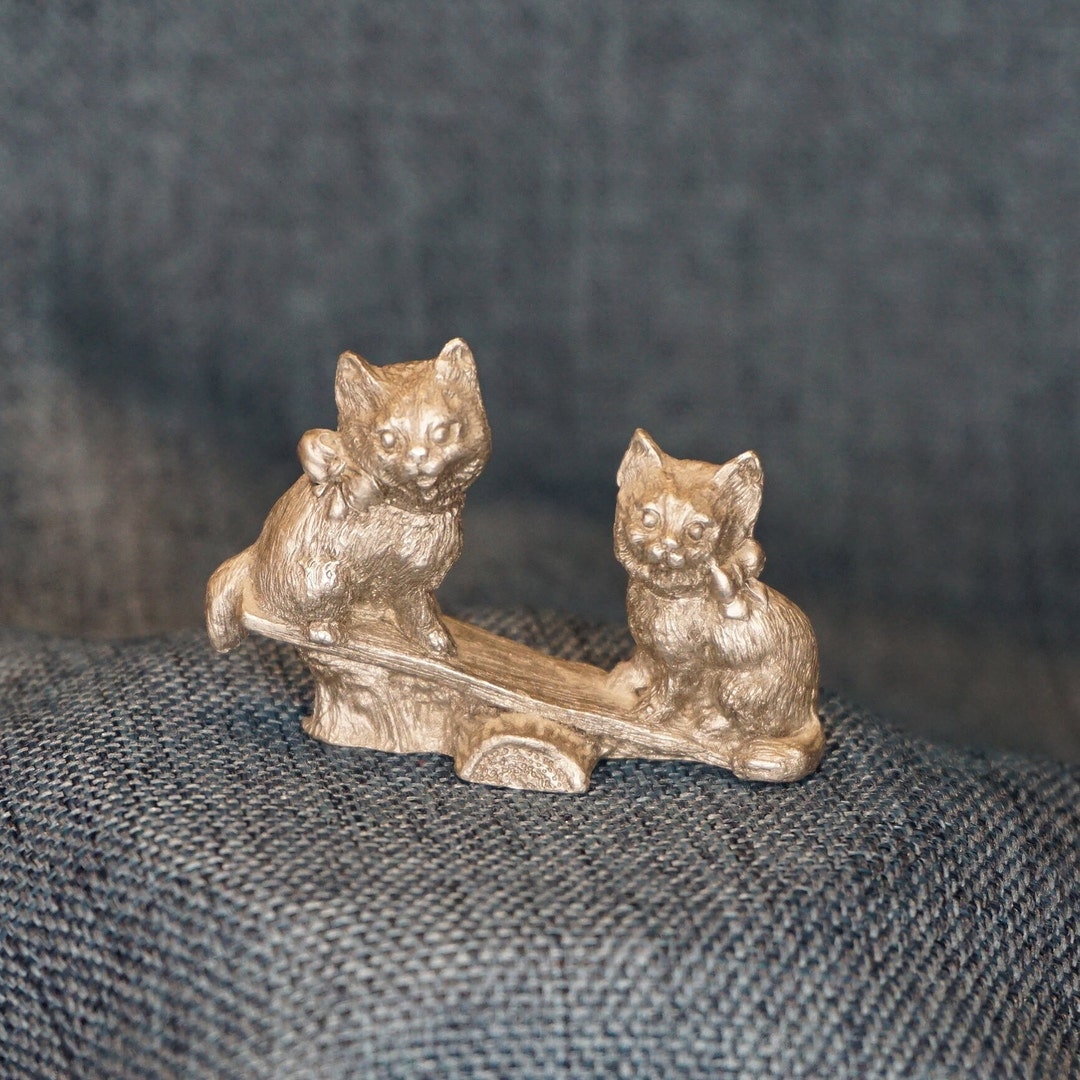 Miniature Pewter Kittens Figurine. Vintage Spoontiques Cats on Teeter ...