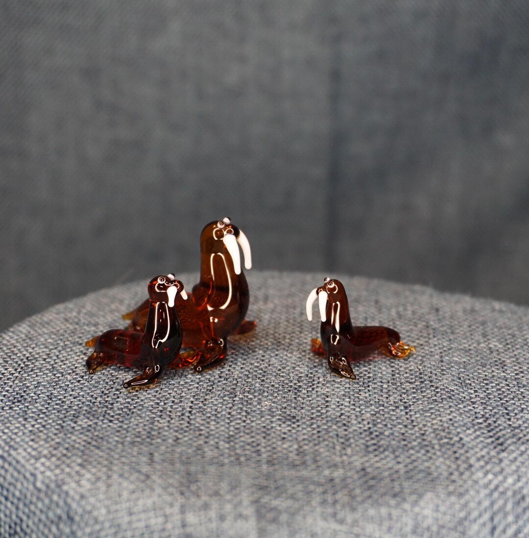 Miniature Glass Walrus Figurine Lot. Micro Miniature Lamp Work Circus ...