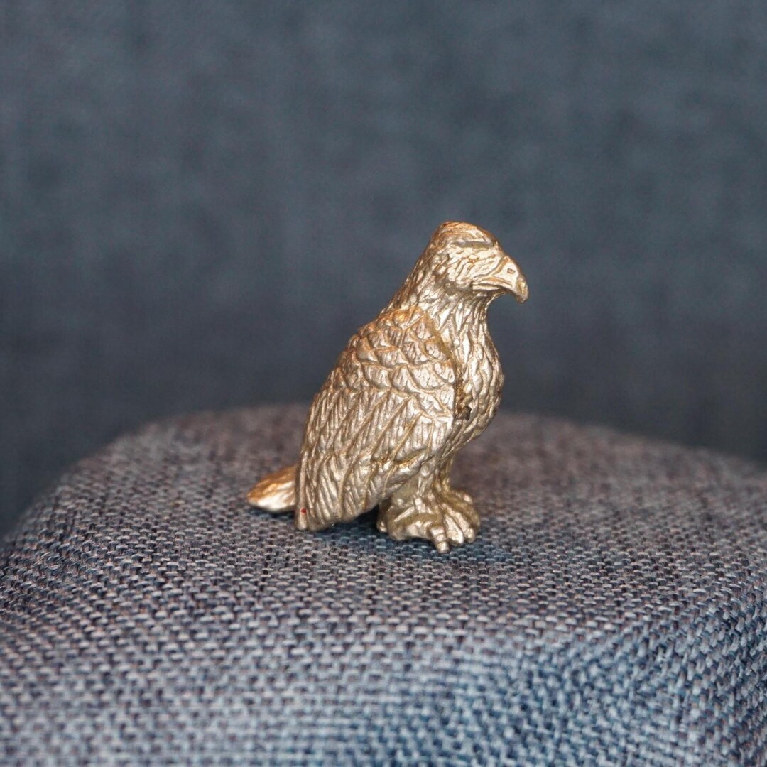 Miniature Pewter Hawk Figurine. Vintage Signed RM Eagle Bird of Prey ...
