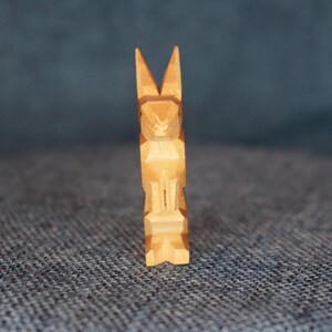 Erzgebirge Wood Rabbit Figurine. Miniature Hand Carved Wood Brown Bunny ...