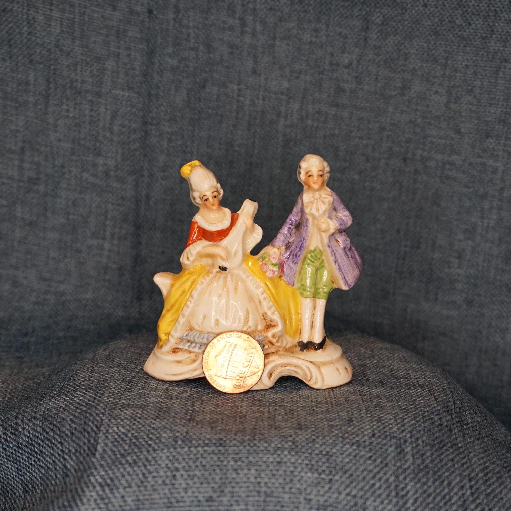 Germany Porcelain Victorian Couple Figurine: Antique Hand-painted Decor ...