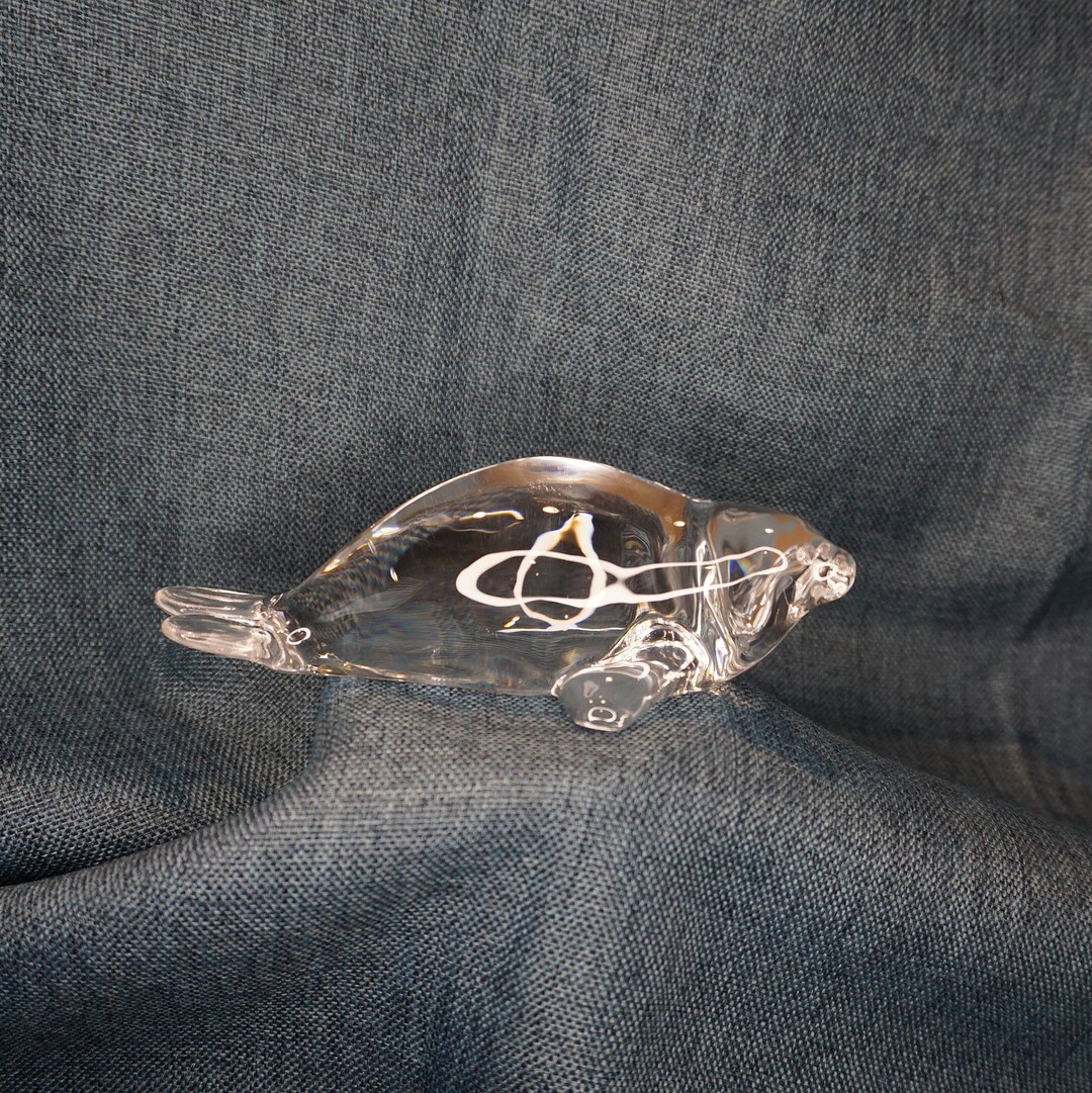 Vintage Hadeland Crystal Seal Figurine: Clear Glass Animal Paperweight ...