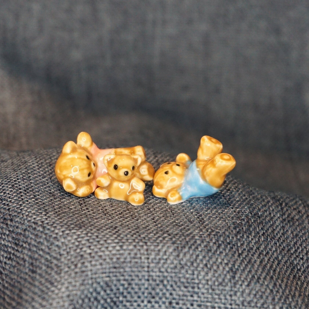 Tiny Porcelain Teddy Bear Figurine Lot. Bug House Japan Brother, Sister ...