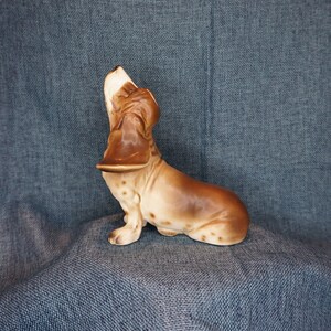 Norcrest Basset Hound Figurine. Vintage Realistic Ceramic Playful Goofy ...