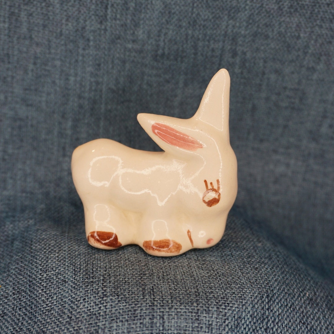 Ceramic Donkey Figurine. California Pottery White Burro Mule Animal ...