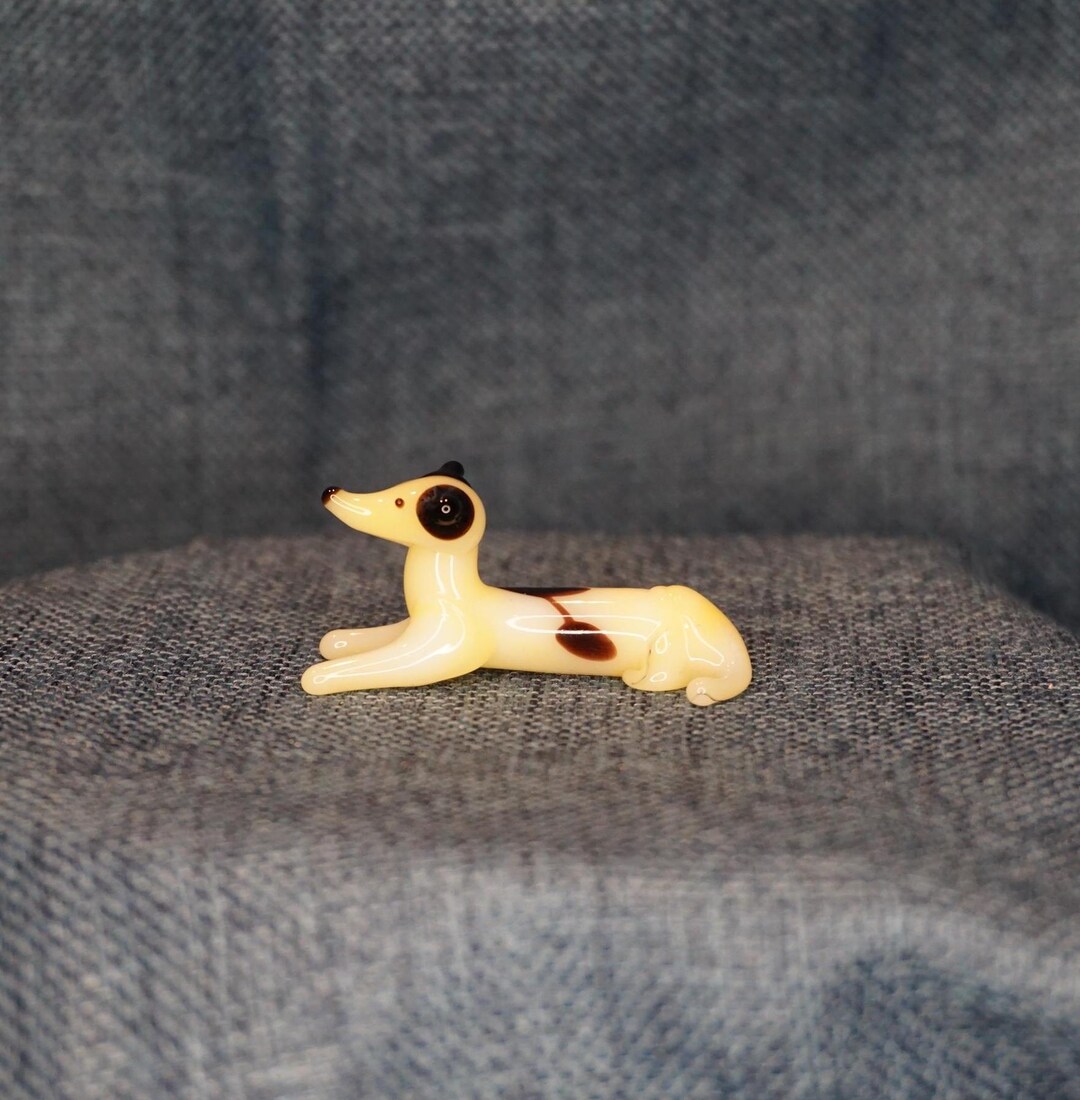 Vintage Custard Glass Dog Figurine. Lamp Work Glass Dachshund Puppy ...