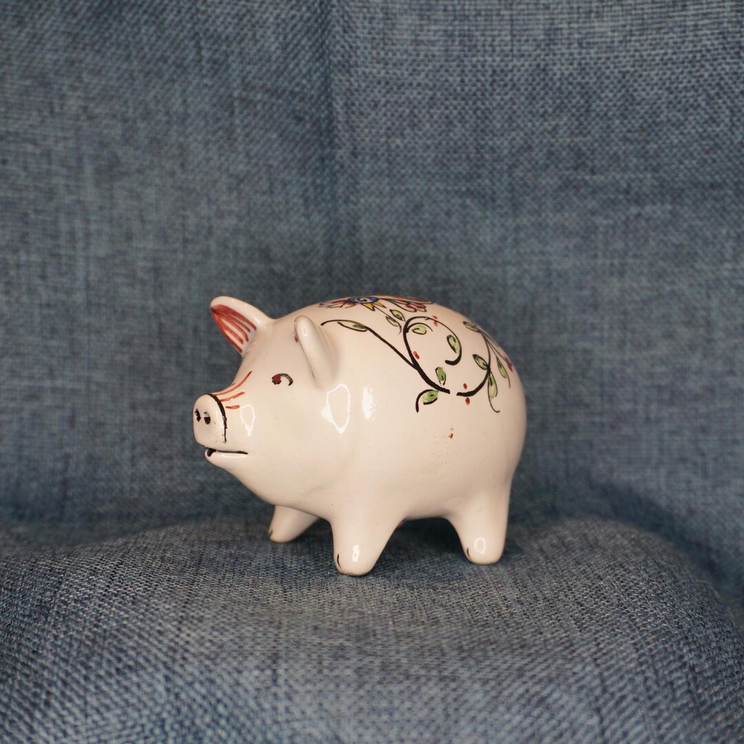 Vintage Portugal Pig Shaker: Hand-painted Floral Ceramic Tablescape - Etsy