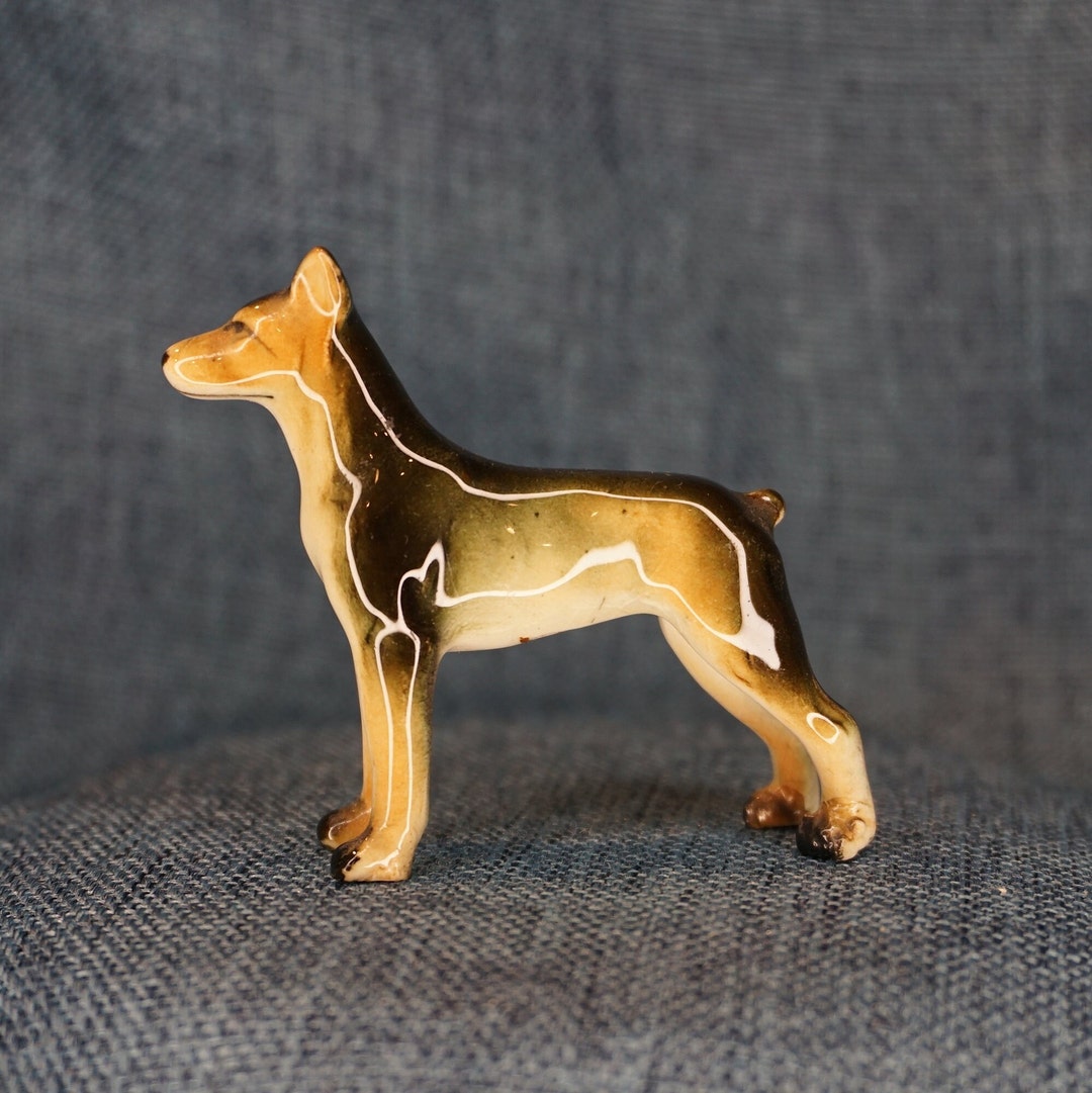 Miniature Porcelain Doberman Pinscher Figurine. Bone China Japan Show ...