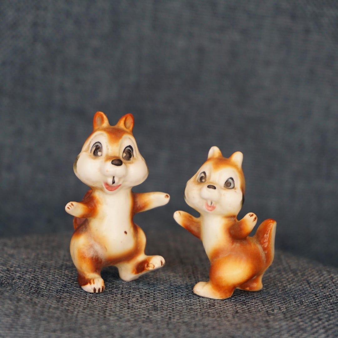 Vintage Chipmunk Figurine Set. Miniature Woodland Animal Collectibles ...