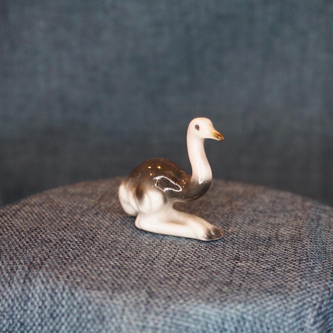 Miniature Ostrich Figurine. Vintage Fine Porcelain African Wild Bird ...