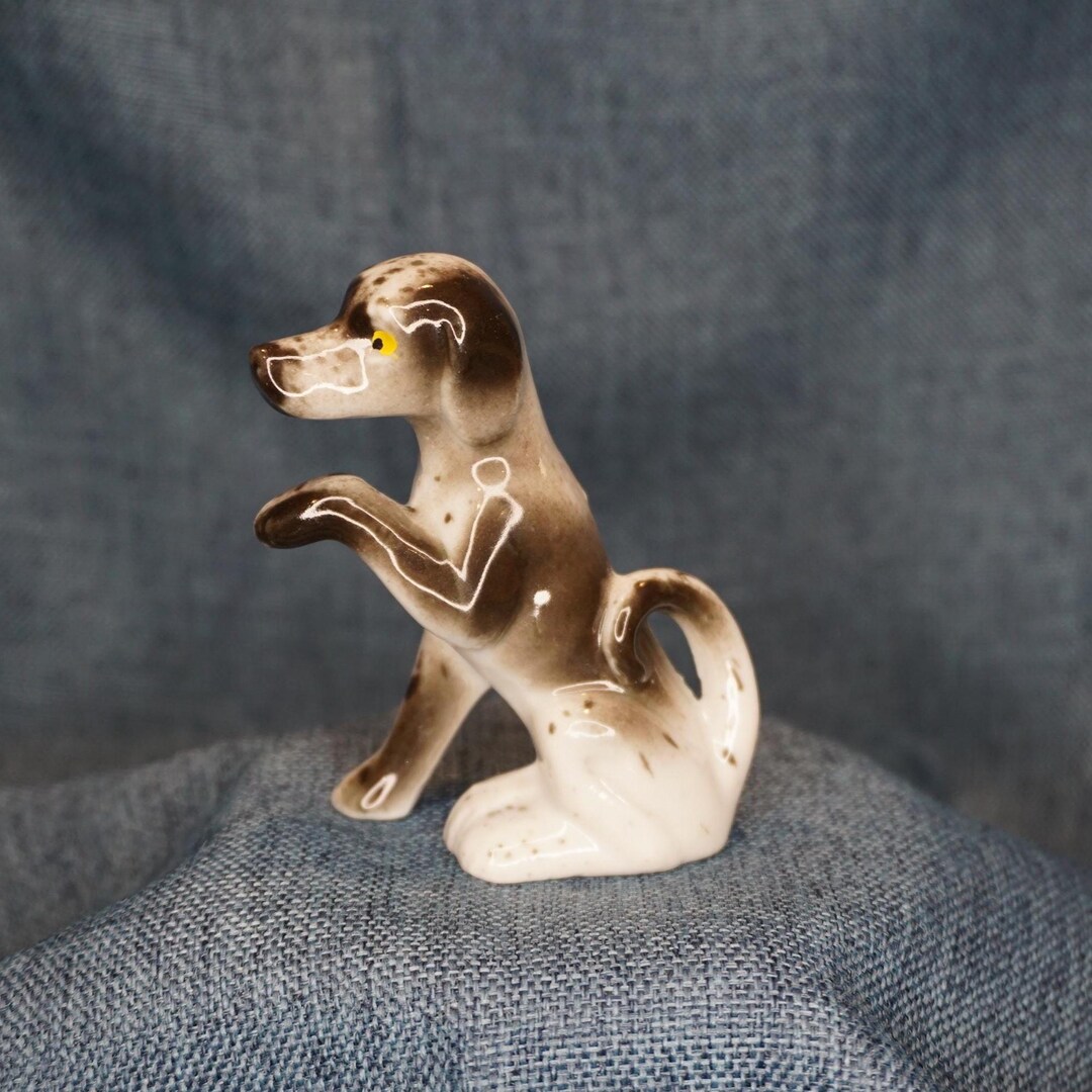Vintage Bone China Gray and White Hound Dog Figurine: Japan Collectible ...