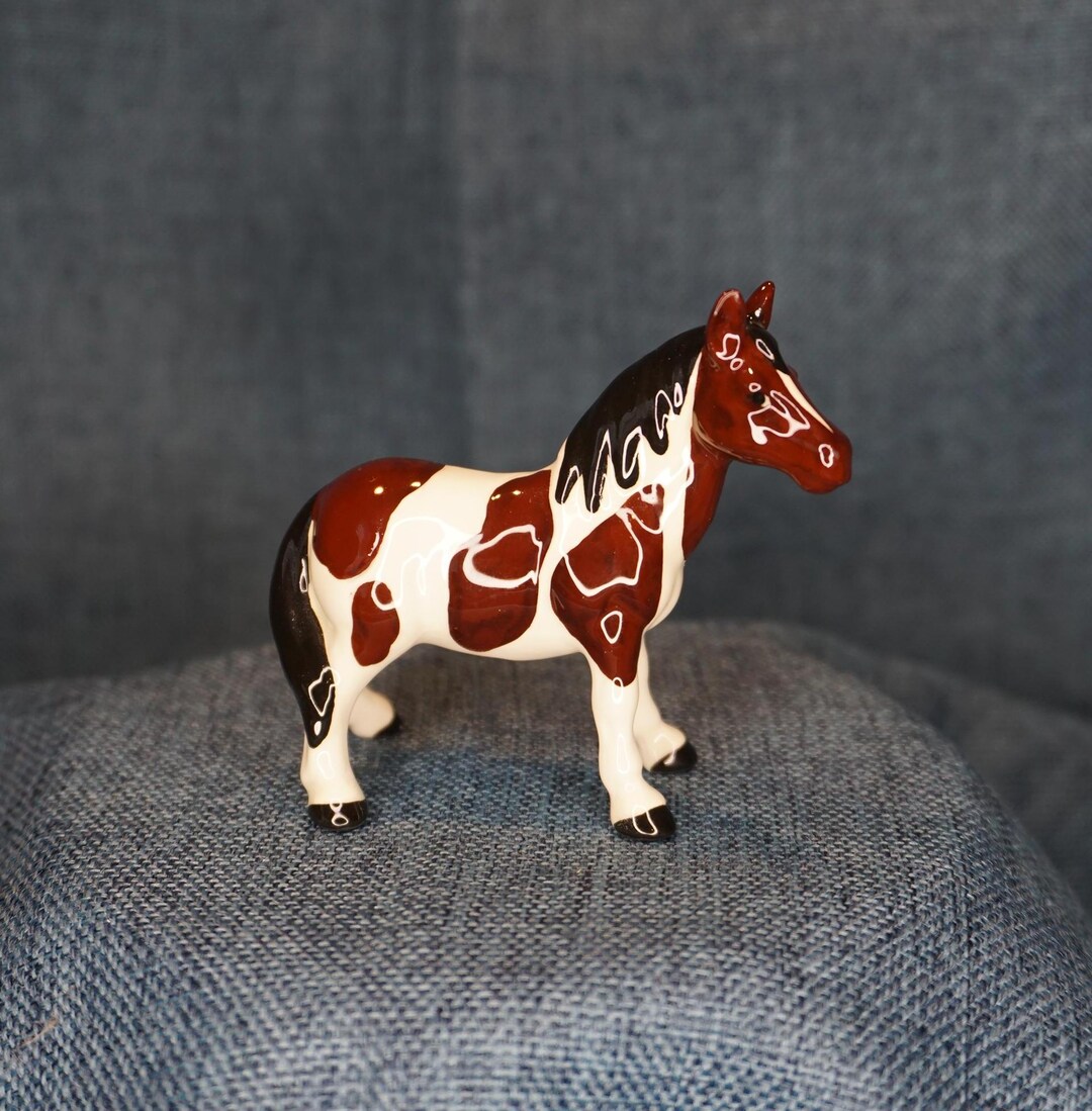Loza Electrica Horse Figurine. Ceramic Brown White Pinto Pony Wildlife ...