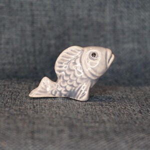 Miniature Blue Fish Figurine. Tiny Ceramic Grouper Perch Fish. Funky ...