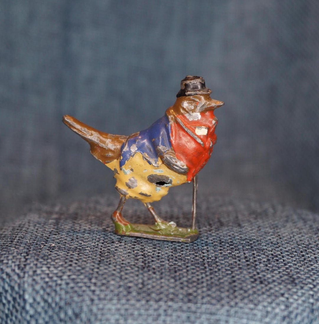 Antique Metal Bird Figurine. Cadburys Cococub Gussie Robin Bird ...