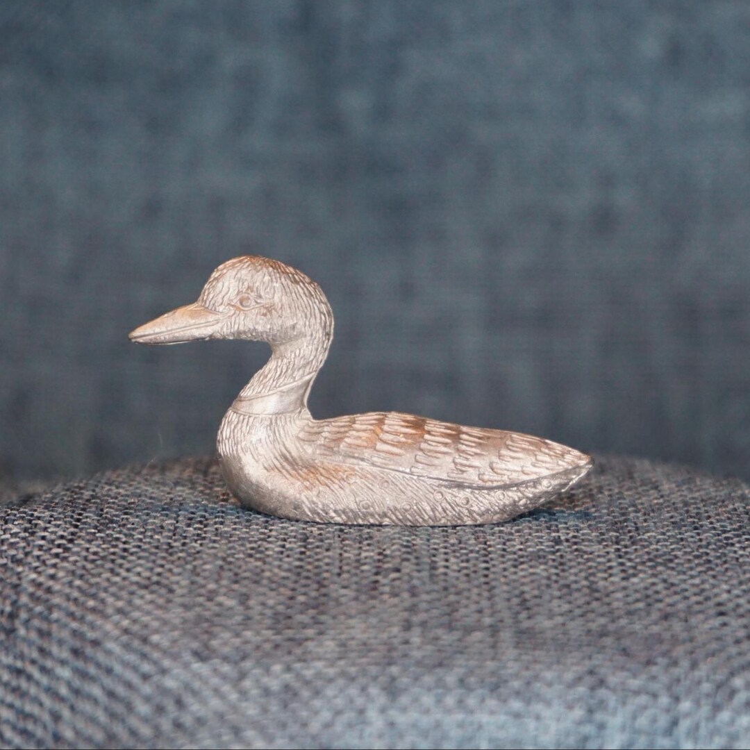Pewter Loon Figurine. Vintage Miniature Metal Lake Bird Collectible ...