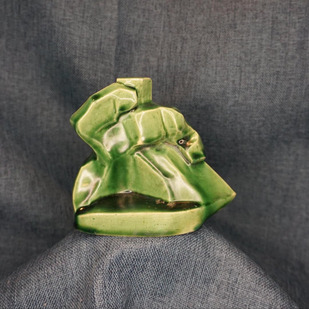 Abstract Pottery Running Man Figurine. Vintage Cubist Stylized Ceramic ...