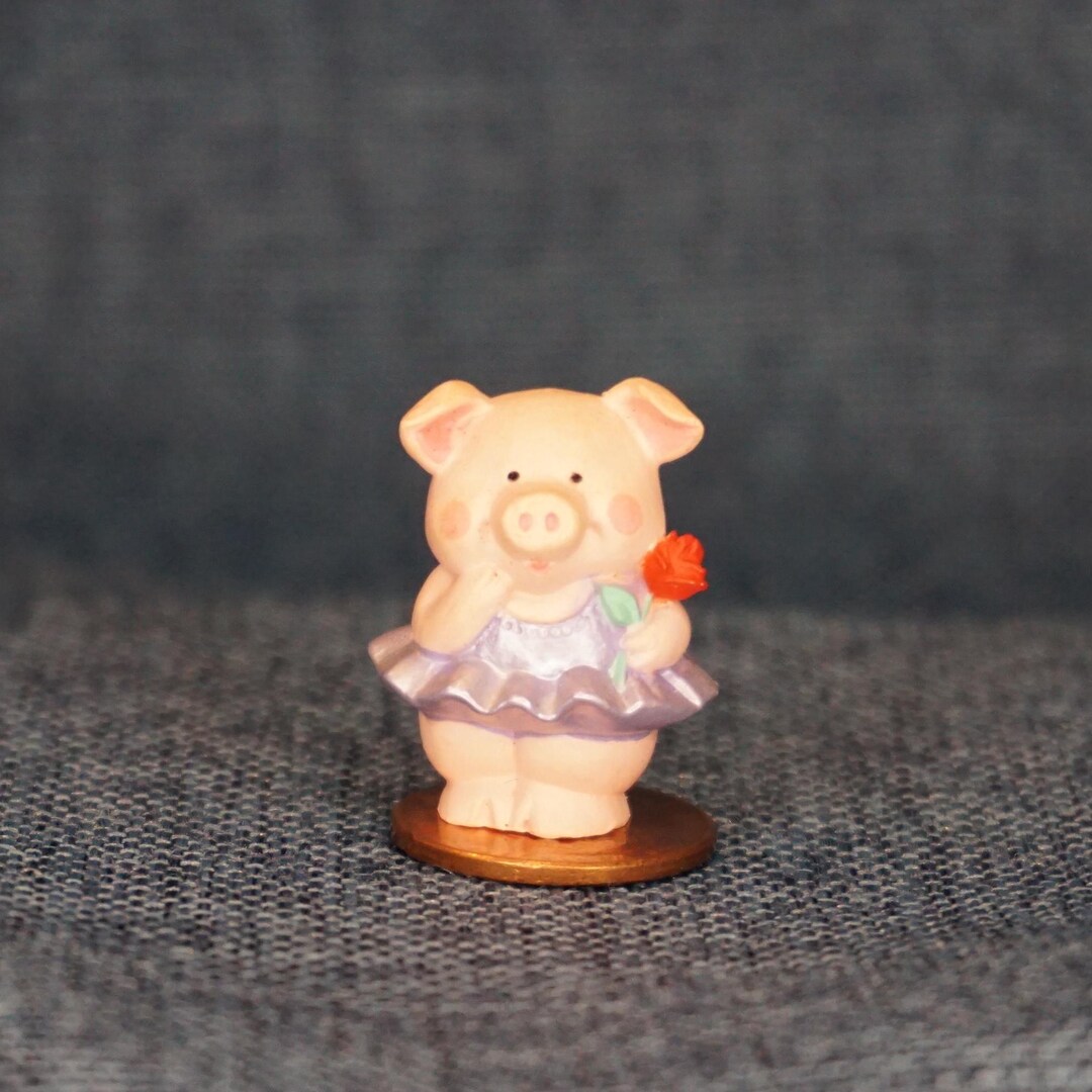 Hallmark Merry Miniatures Ballet Pig in Purple Tutu Figure. 1991 Piglet ...