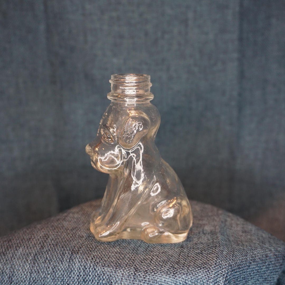 Vintage Clear Glass Dog Bottle: Terrier Candy Jar, Retro Barware - Etsy
