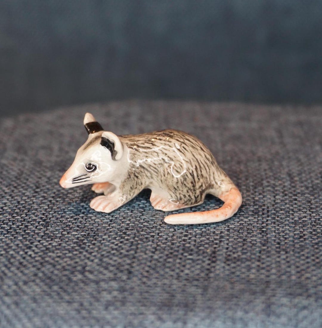 Miniature Opossum Figurine. Little Critterz Gray White Forest Woodland ...