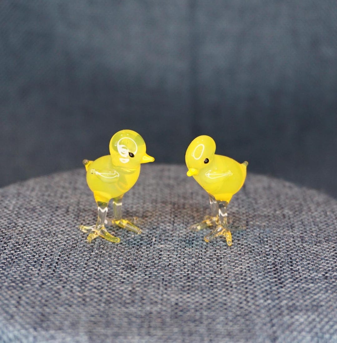 Vintage Glass Baby Chicken Figurines. Miniature Hand Made Lampwork Neon ...