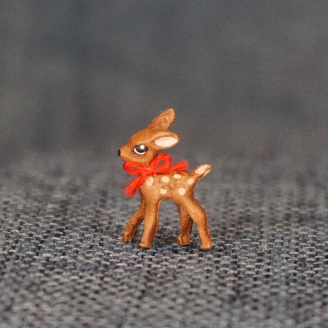 Tiny Resin Fawn Figurine. Vintage Micro Miniature Christmas Deer Wild ...