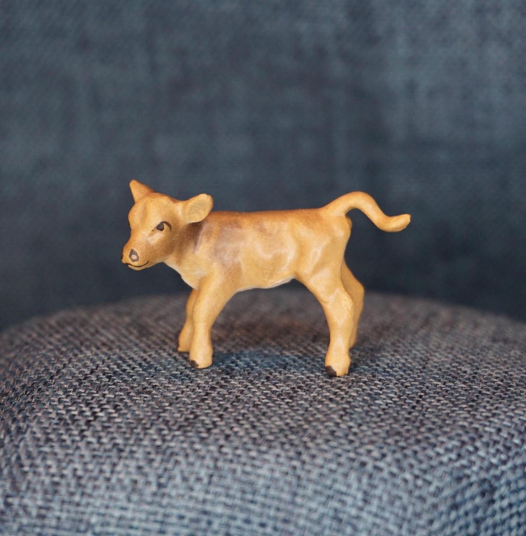 Miniature Ceramic Calf Figurine. Vintage Hagen Renaker Baby Jersey Cow ...