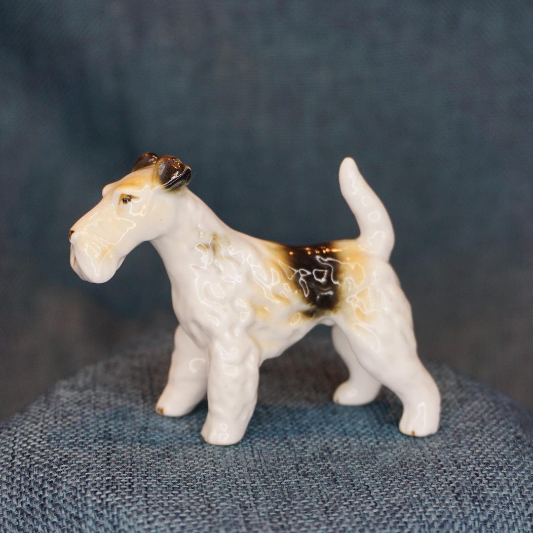 Vintage Bone China Fox Terrier Figurine: Miniature Dog, Collectible ...