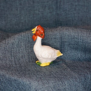 Miniature Goose Figurine. Antique Porcelain White Mother Goose ...