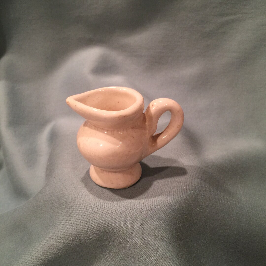 White Ceramic Miniature Pitcher. Vintage White Pottery Collectible ...