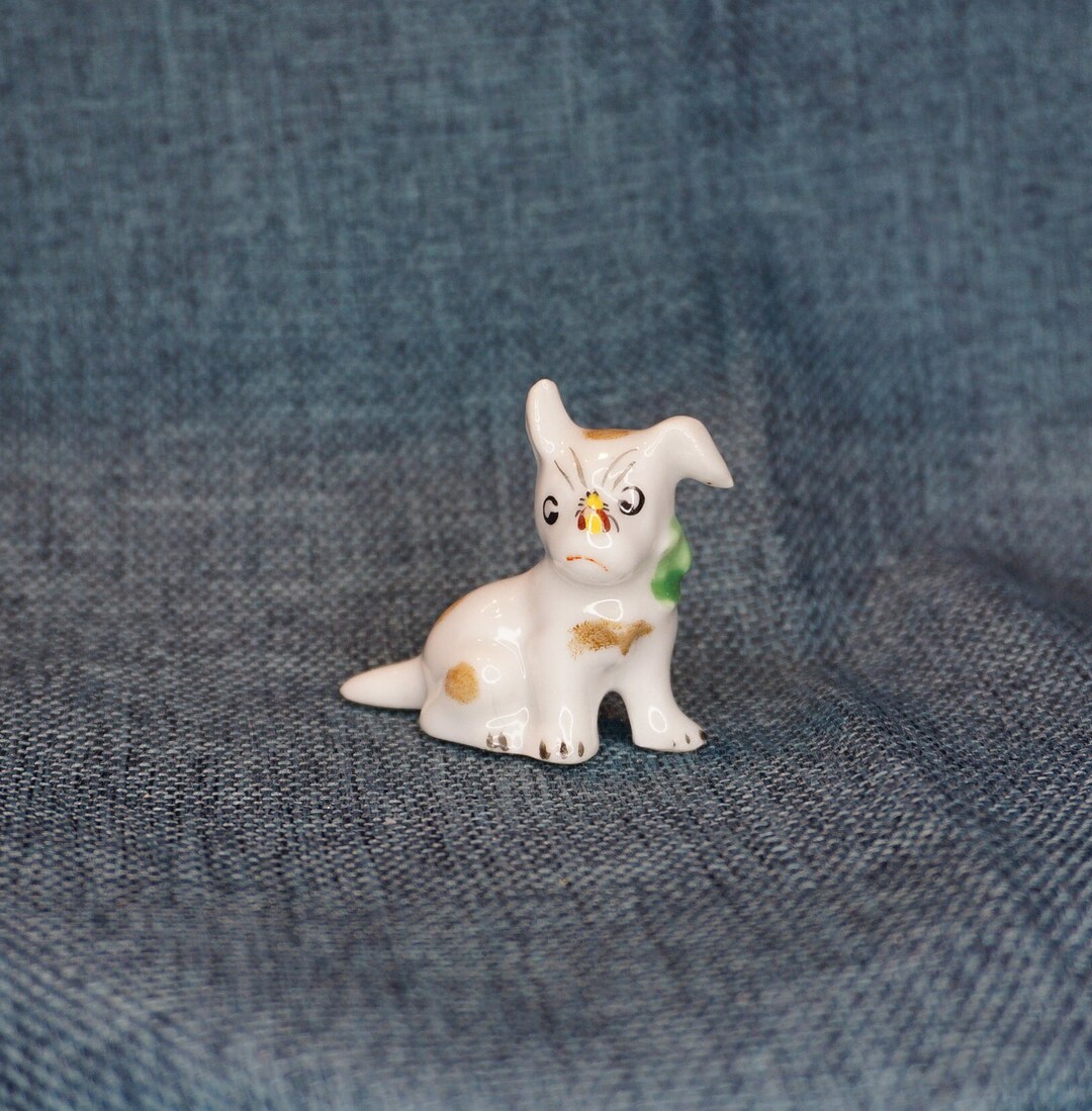 Miniature Dog With Bug on Nose Figurine. Bone China Japan Brown and ...